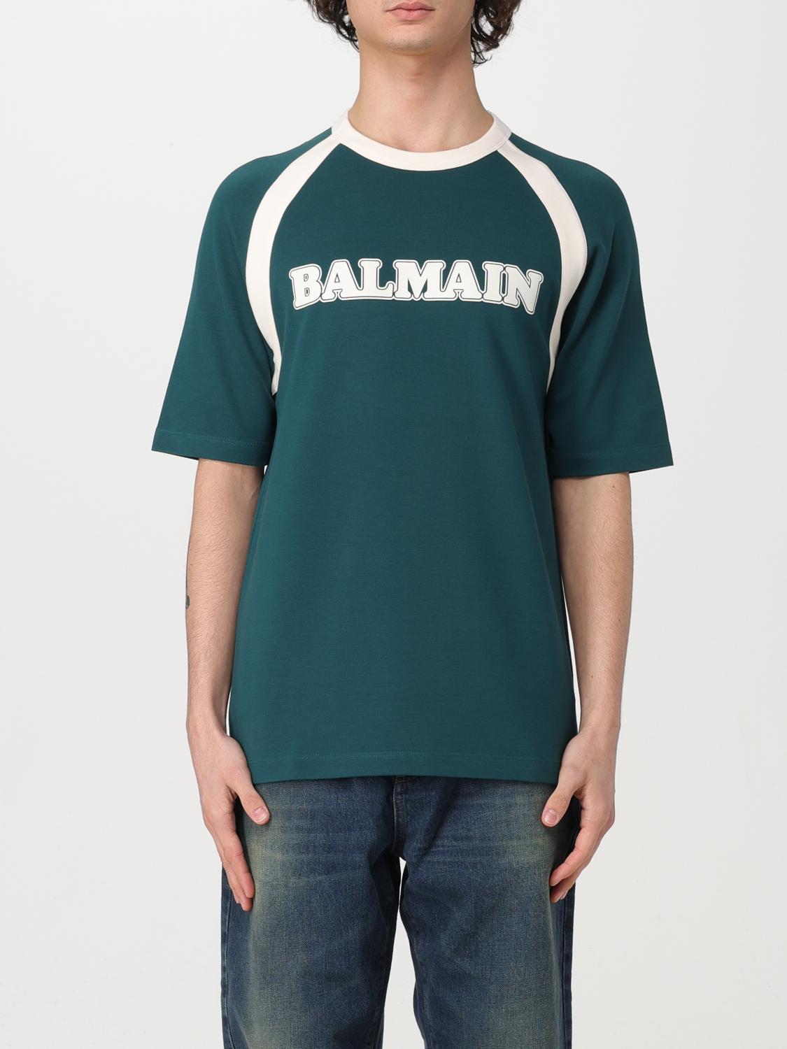 BALMAIN: T-shirt men - Green | Balmain t-shirt BU1EF075BC45 online at ...