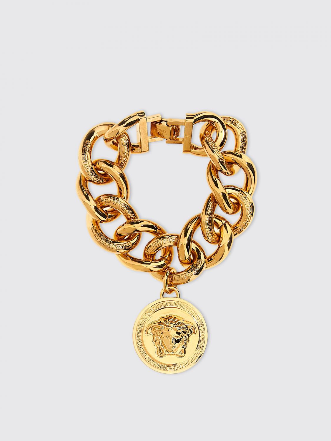 VERSACE: Bracciale in maglia metallica - Oro | Gioielli Versace ...