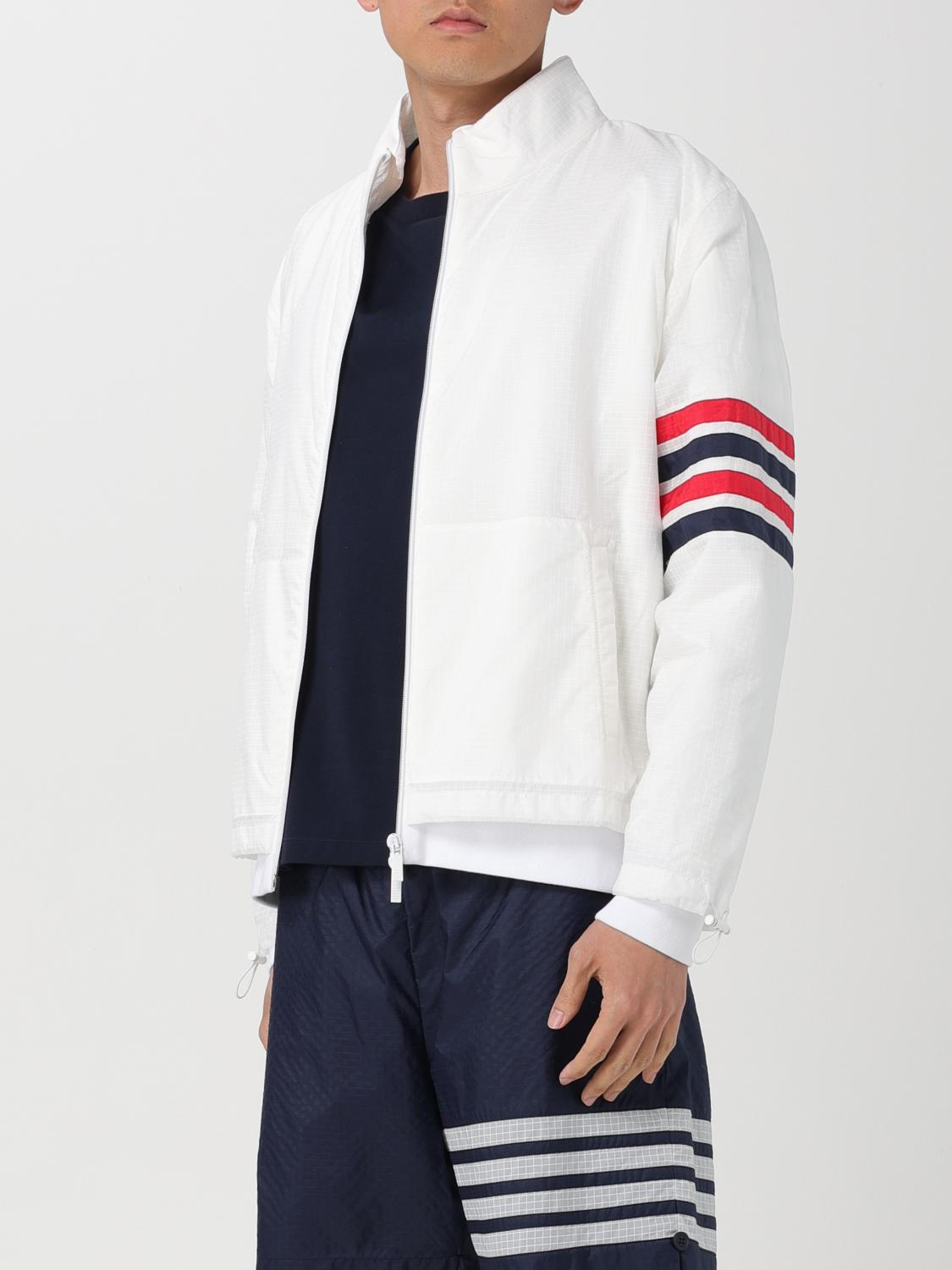 THOM BROWNE: Coat men - White | Thom Browne jacket MJT425AF0517 online ...