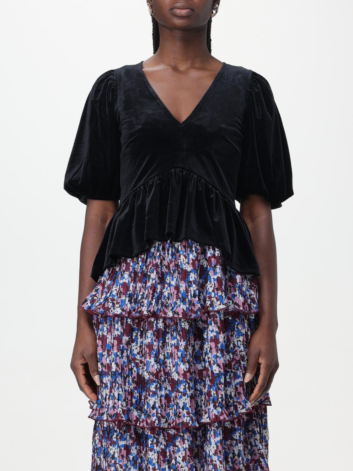 GANNI: Top woman - Black | Ganni top T3835 online at GIGLIO.COM