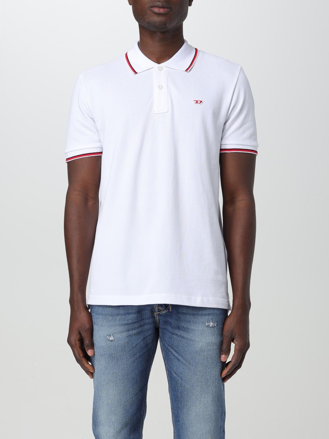 DIESEL: Polo shirt men - White | Diesel polo shirt A038380JMAD online ...