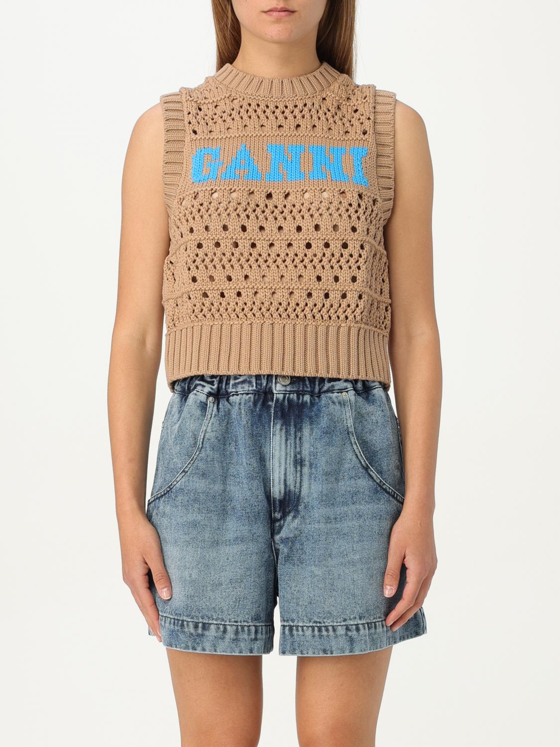 GANNI: Top woman - Beige | Ganni top K2166 online at GIGLIO.COM