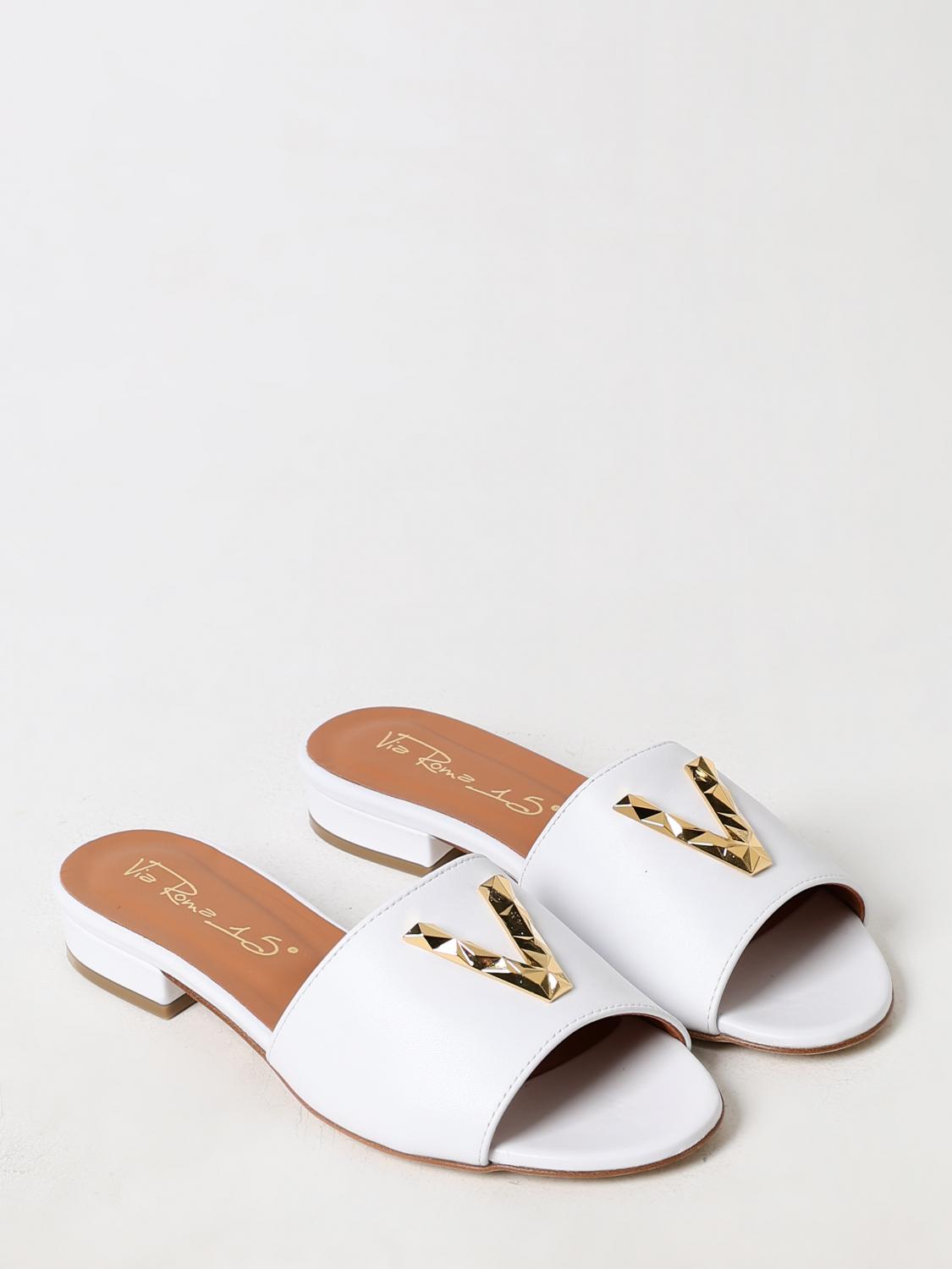 VIA ROMA 15: women's flat sandals - White | Via Roma 15 flat sandals ...