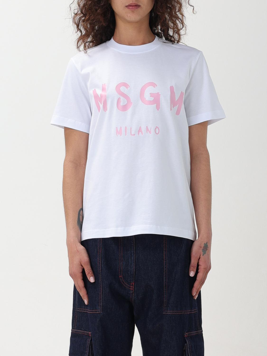 MSGM: T-shirt woman - White | MSGM t-shirt 3541MDM510237798 online at GIGLIO.COM