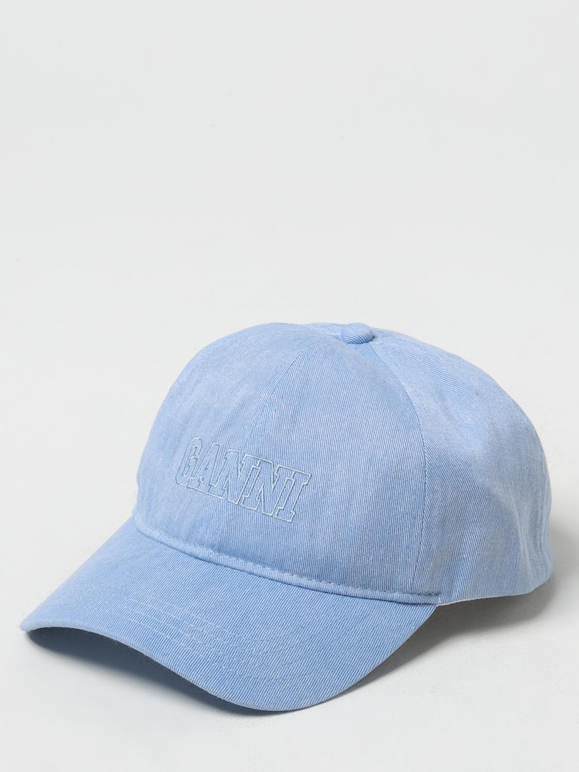 GANNI: Hat woman - Denim | Ganni hat A5760 online at GIGLIO.COM
