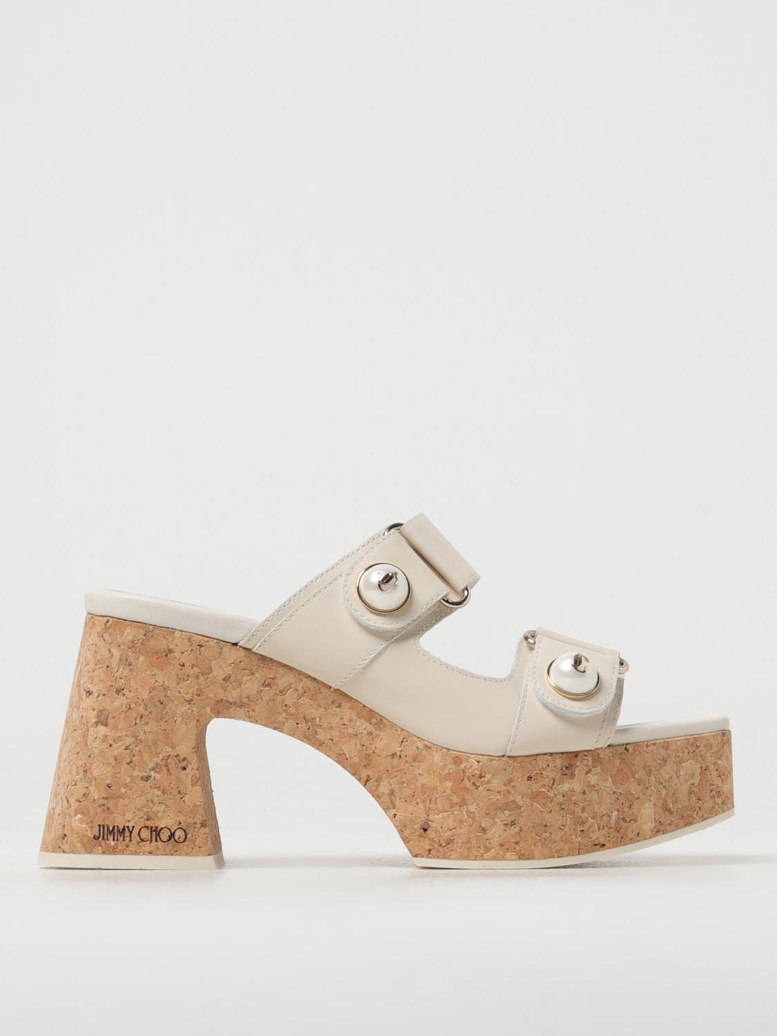 JIMMY CHOO: Heeled sandals woman - White | Jimmy Choo heeled sandals ...