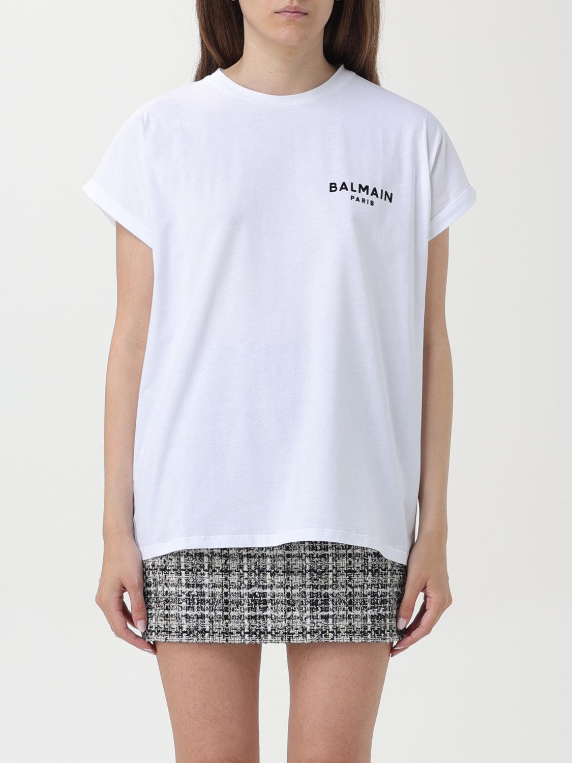 BALMAIN: T-shirt woman - White | Balmain t-shirt DF1EF010BB01 online at ...