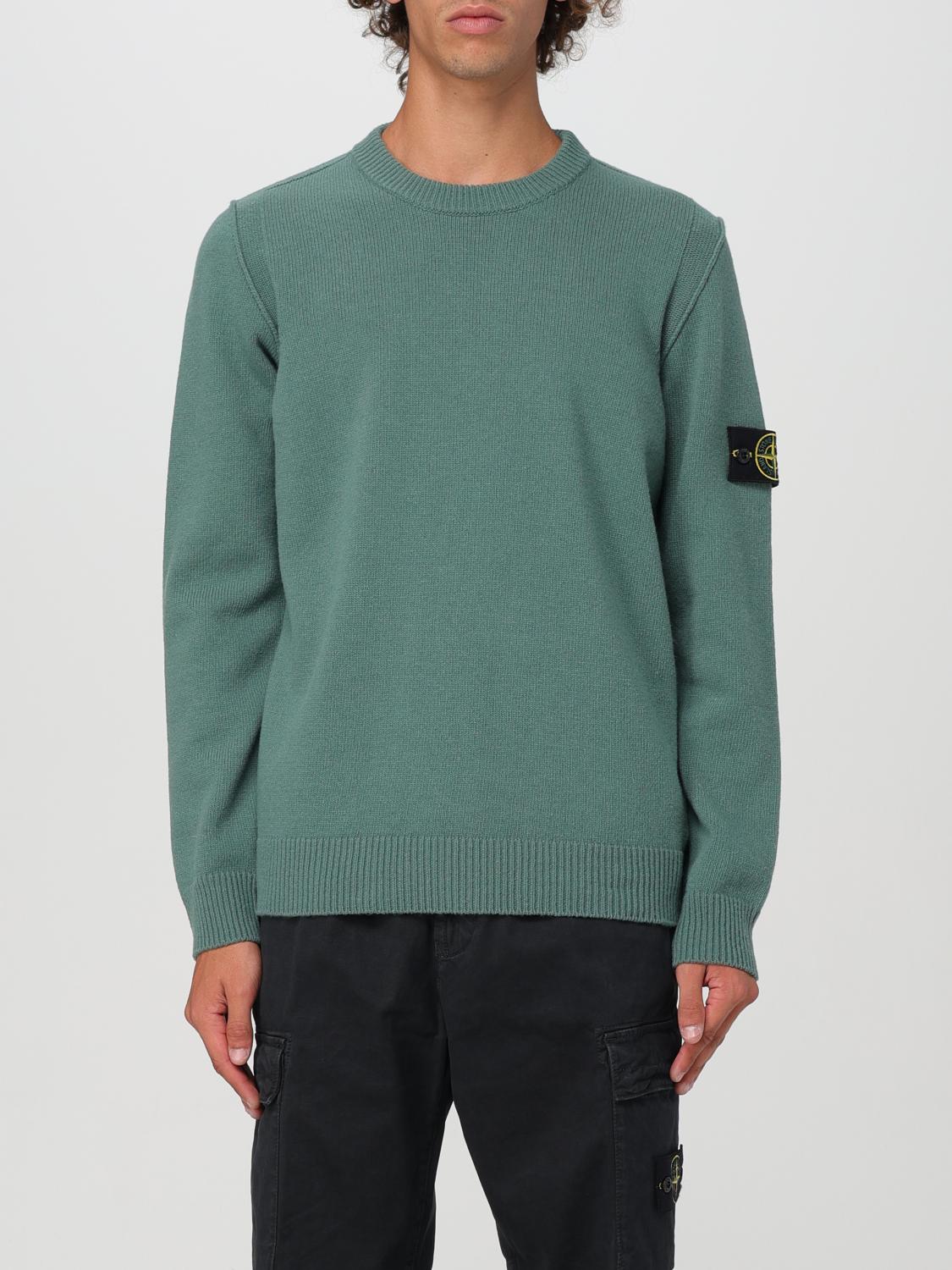 STONE ISLAND: Sweatshirt men - Sage | Stone Island sweater 8115568A3 online at GIGLIO.COM