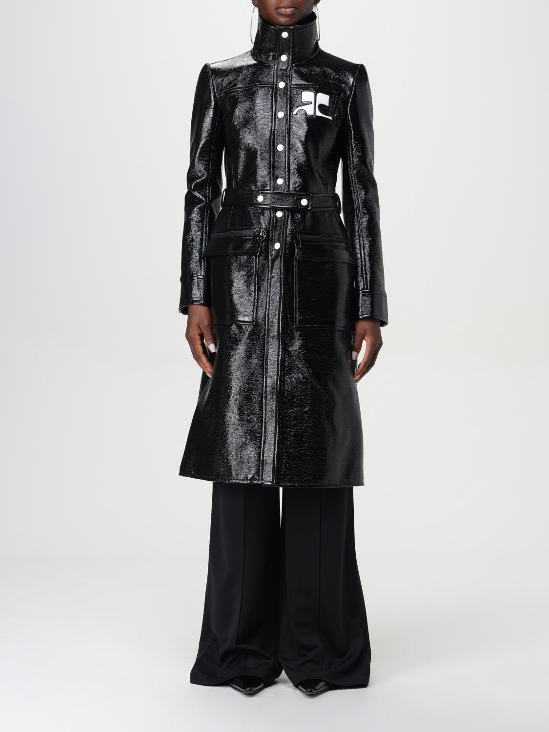 COURRÈGES: Fur coats woman - Black | Courrèges trench coat ...