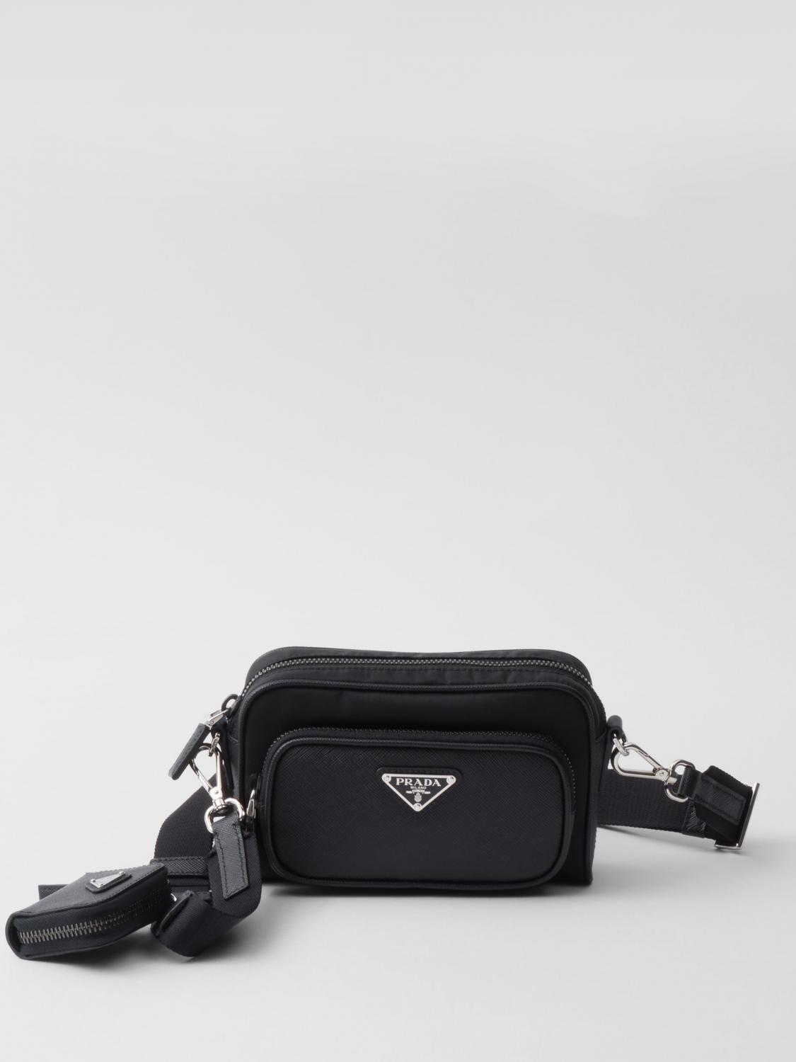 PRADA: Borsa in nylon con logo - Nero | Borsa A Tracolla Prada 2VH1722DMH online su GIGLIO.COM