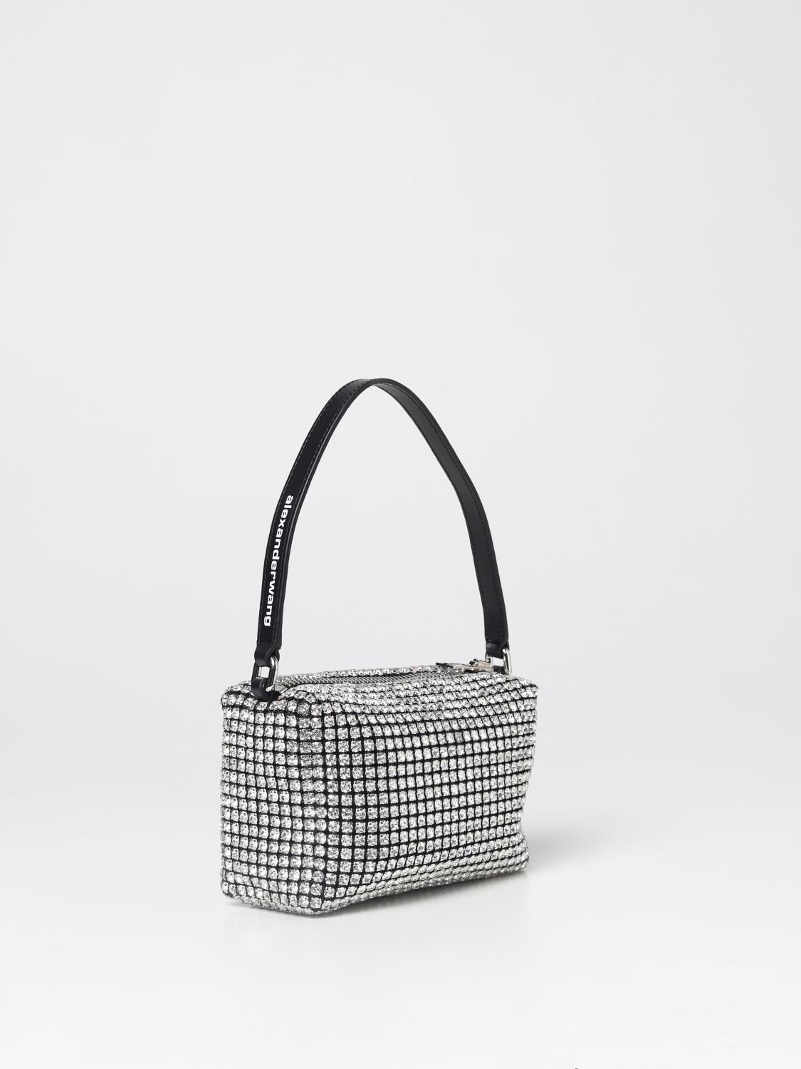 ALEXANDER WANG: Borsa Heiress in raso strass all over - Bianco | Borsa ...