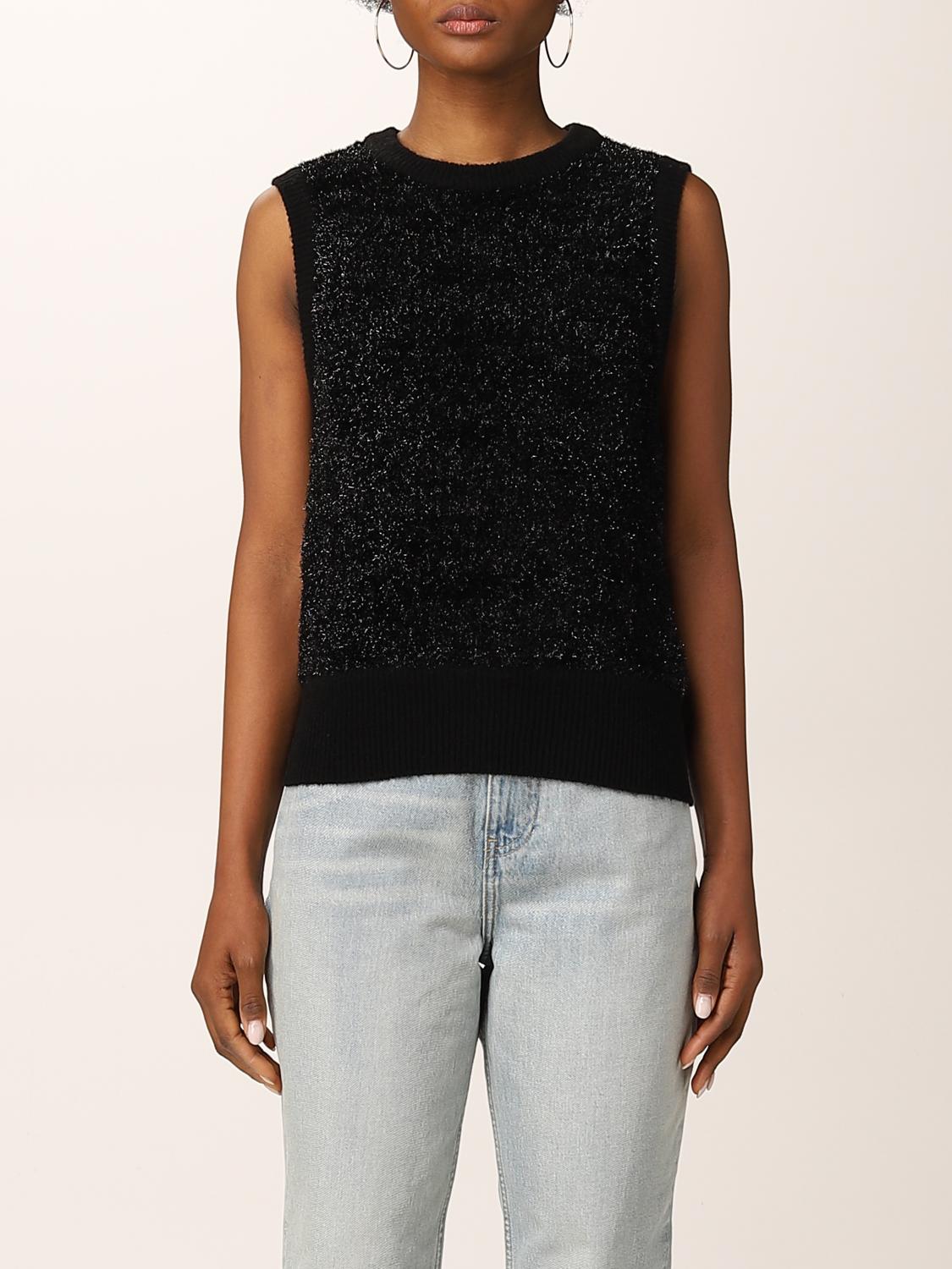 GANNI: top in lurex wool blend - Black | Ganni top K1639 online at ...
