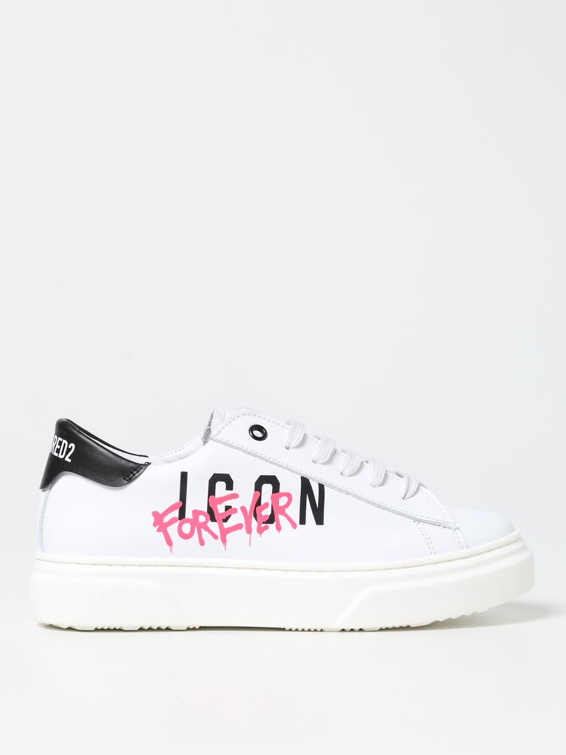 DSQUARED2: Icon sneakers in smooth leather - White 1 | Dsquared2 shoes ...