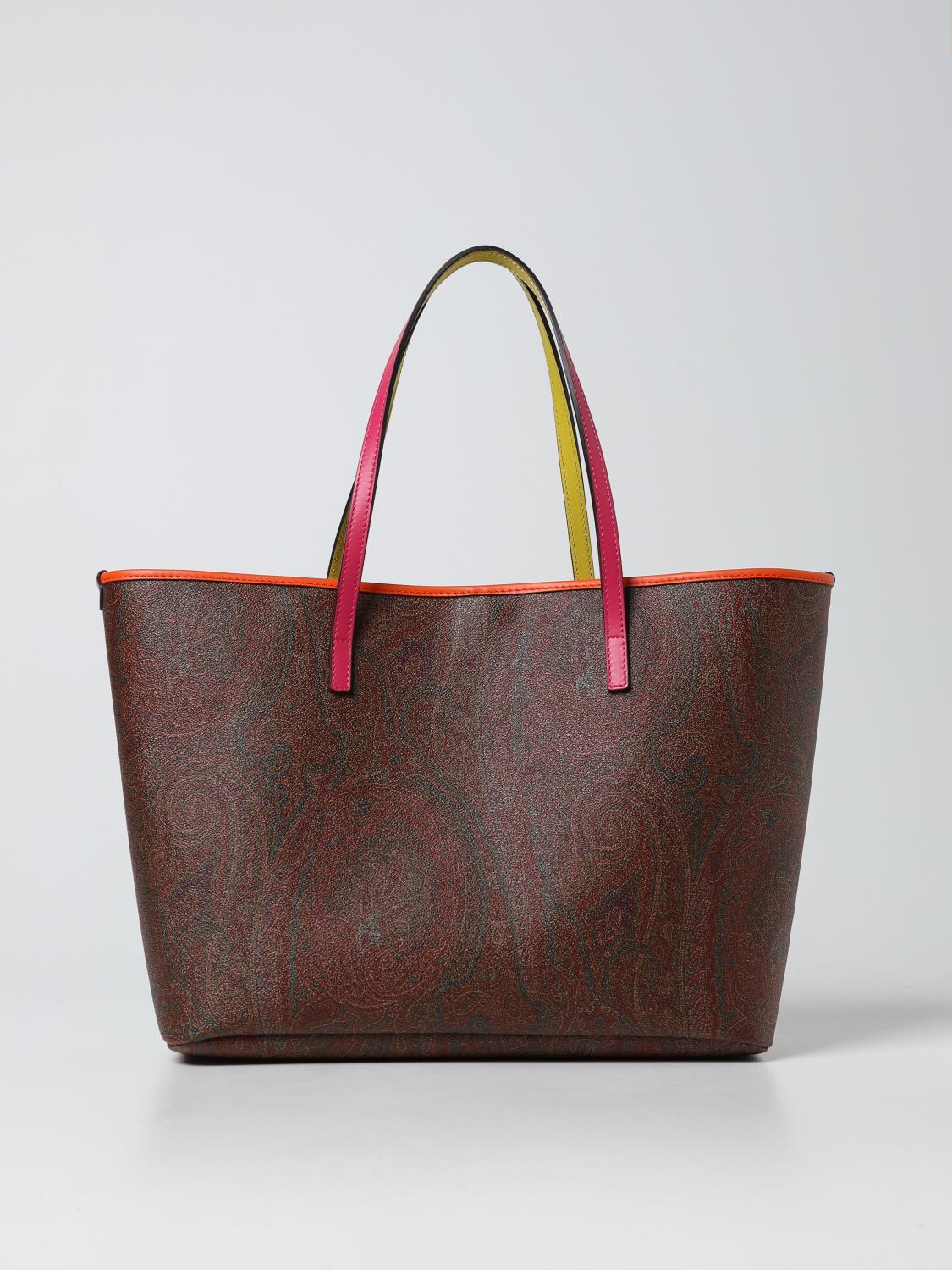 ETRO: Borsa shopping in tessuto paisley - Fantasia | Borse Tote Etro ...