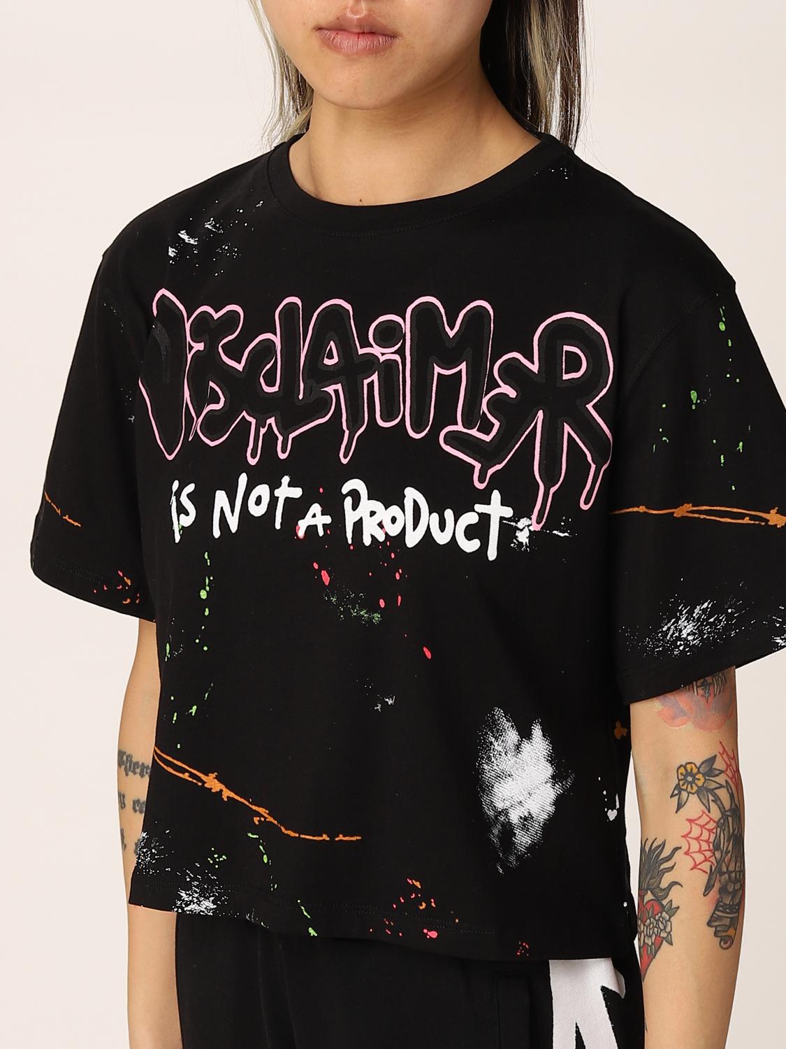 Disclaimer cotton t-shirt with logo - Black | 51690 | GIGLIO.COM