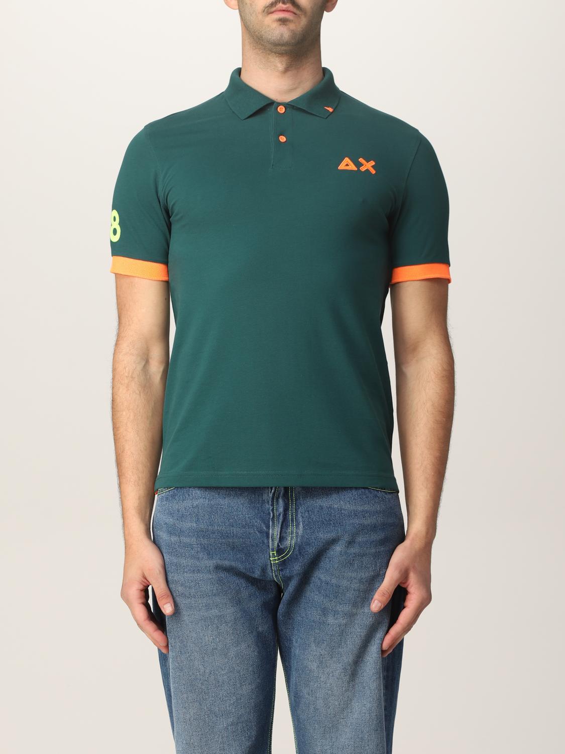 SUN68: Polo Sun 68 in cotone stretch - Verde | Polo SUN68 A32120 online ...