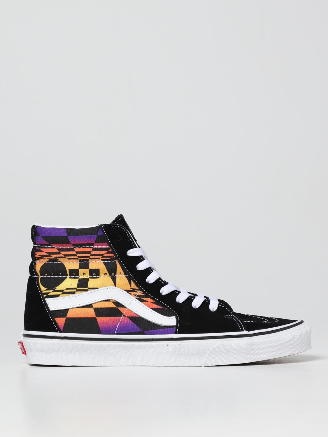 VANS: Graphic Check Sk8-Hi sneakers in printed canvas - Black | Vans ...