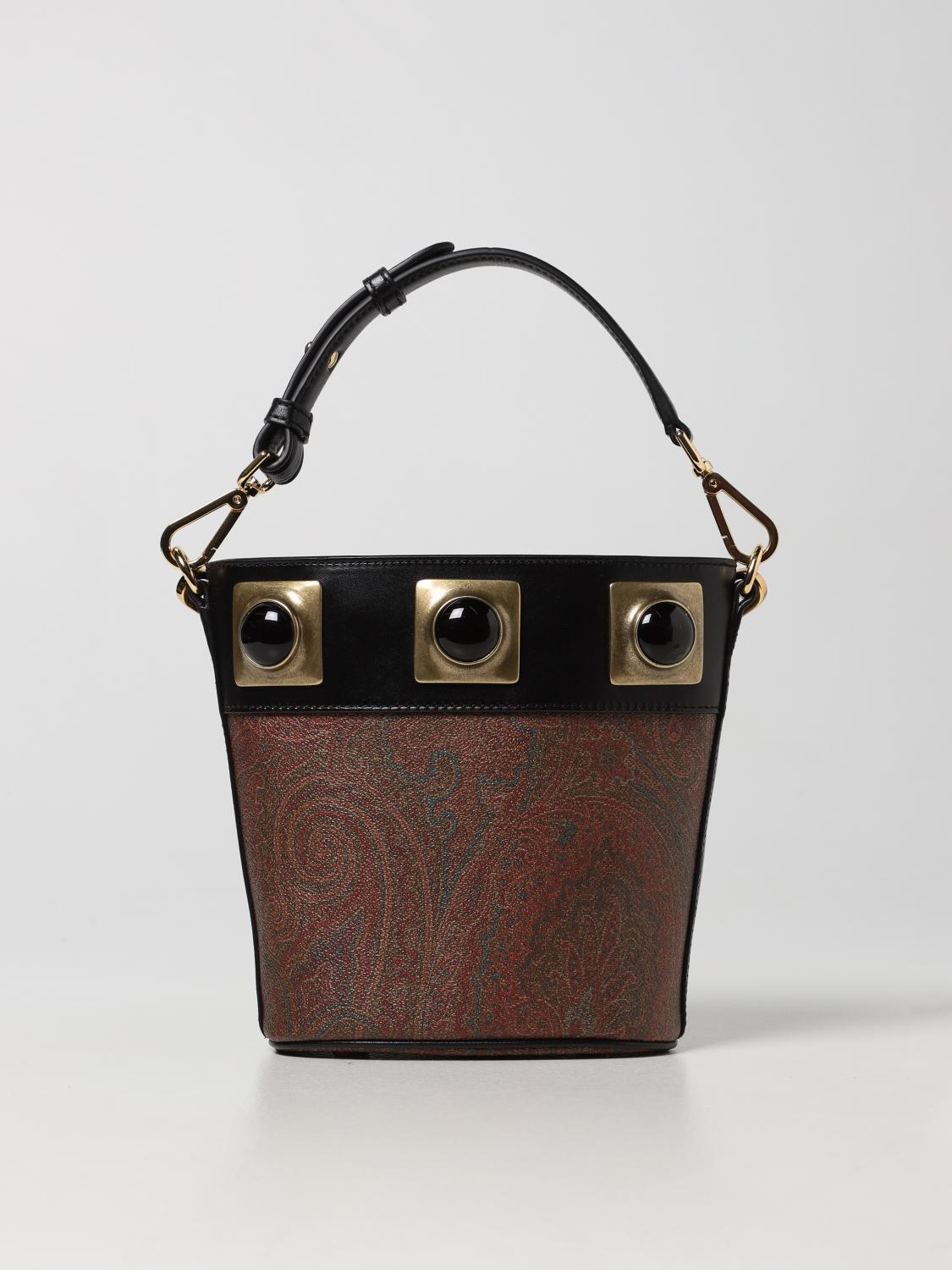 ETRO: Crown Me paisley fabric and leather bag - Black | Etro mini bag ...