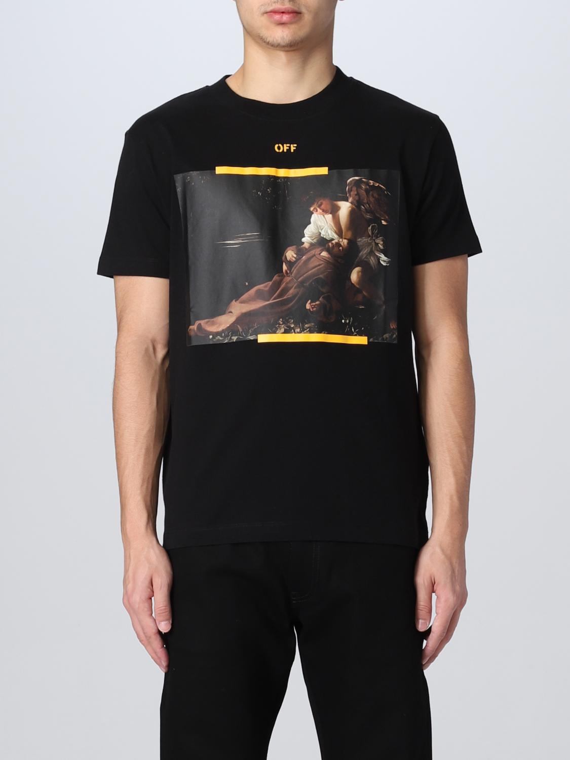 OFF-WHITE: cotton T-shirt with pictorial print - Black | Off-White t ...