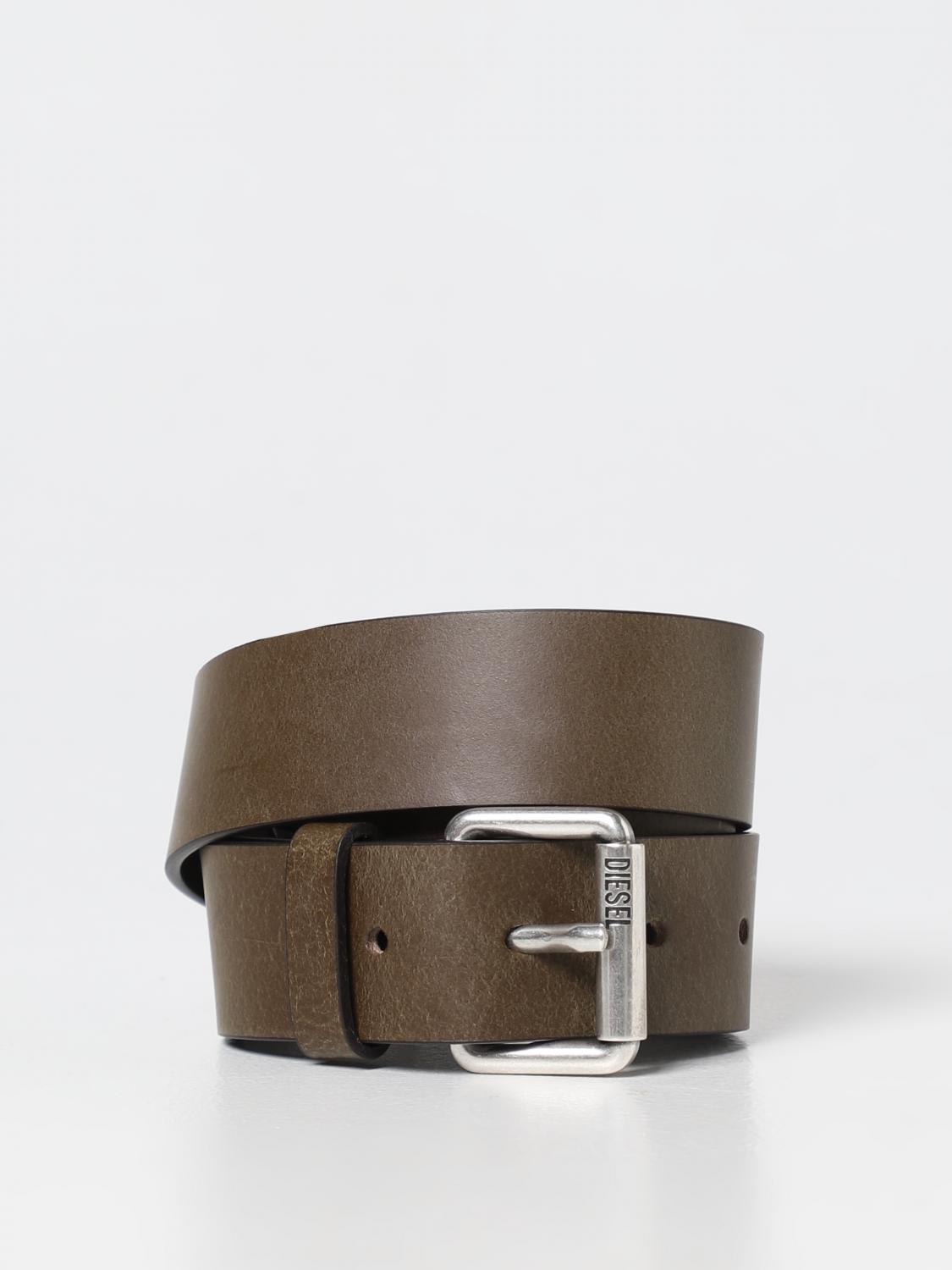 DIESEL: leather belt - Brown | Diesel belt J01225KXB3C online at GIGLIO.COM