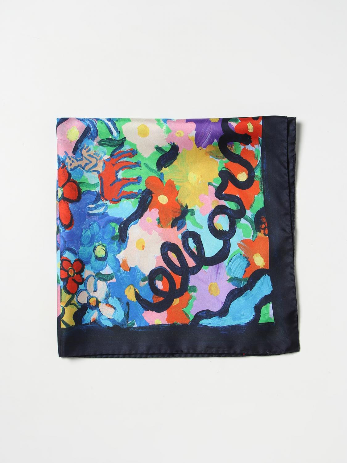 MARNI: Pegasus & Bulbe scarf in silk - Blue | Marni neck scarf ...