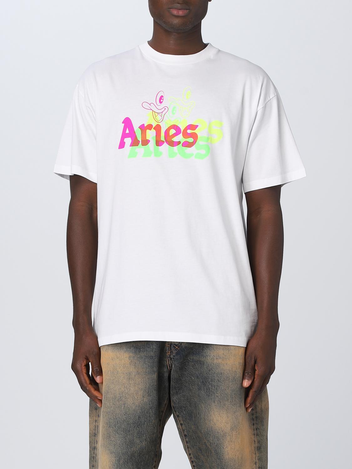 ARIES: T-shirt men - White | Aries t-shirt STAR60016 online at GIGLIO.COM