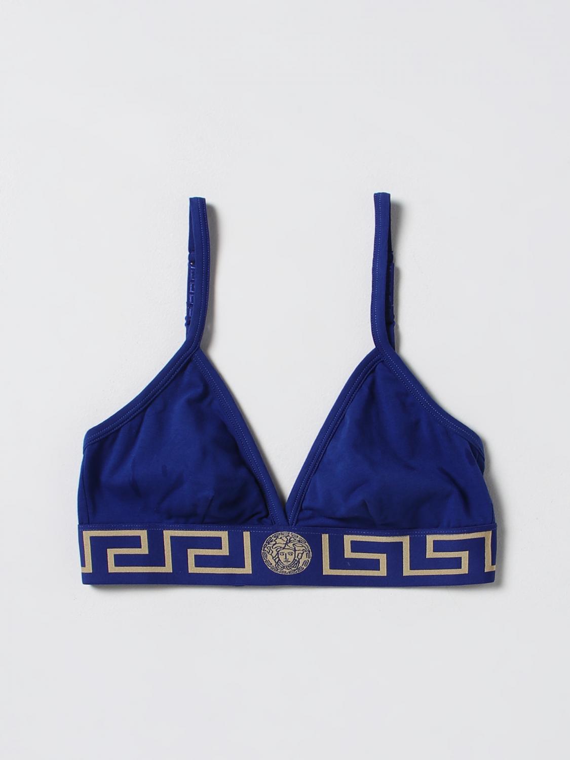 VERSACE: Reggiseno in cotone stretch - Blue | Intimo Versace ...