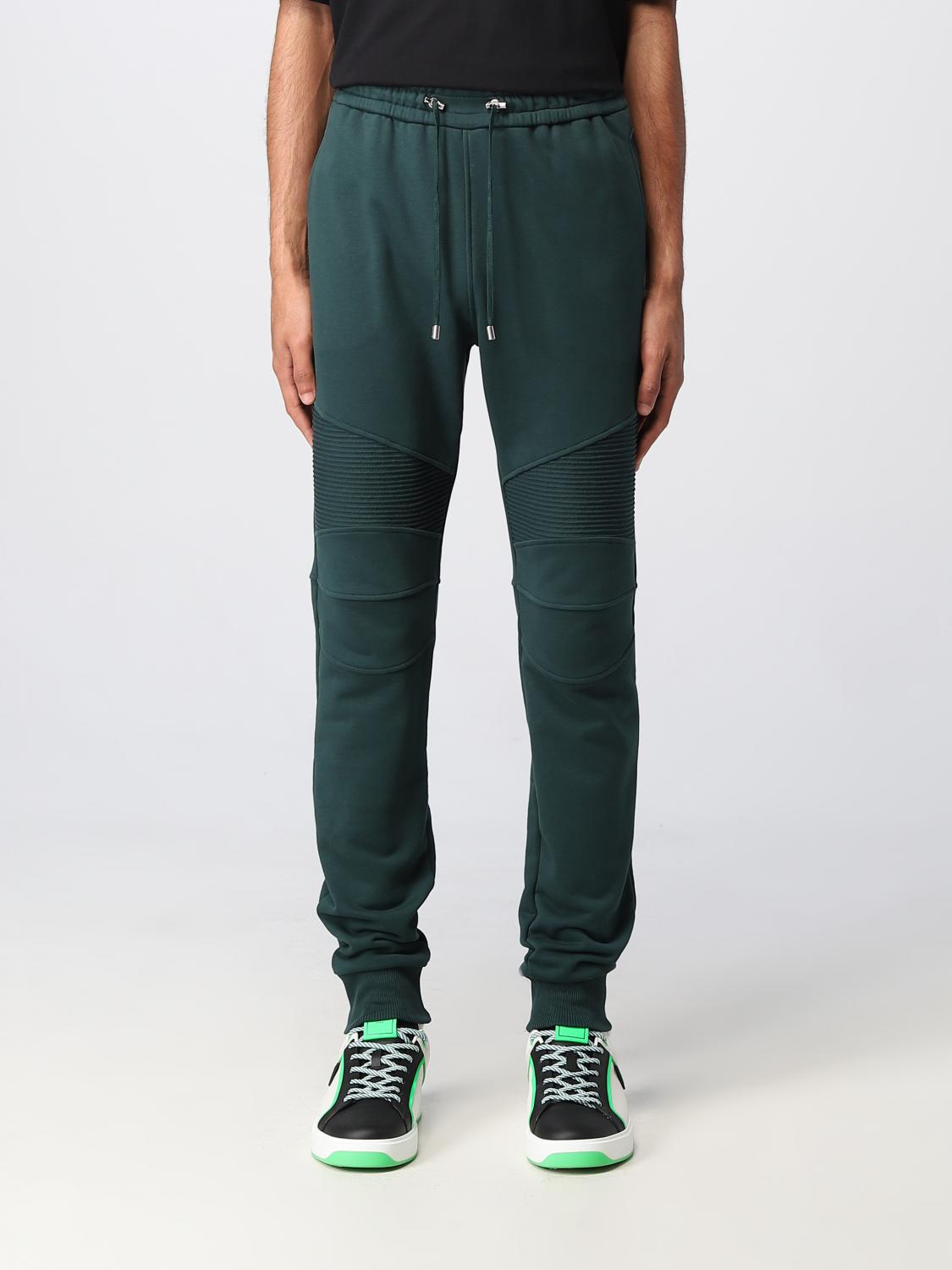 Balmain pants in organic cotton - Green | BH1OB000BB04 | GIGLIO.COM