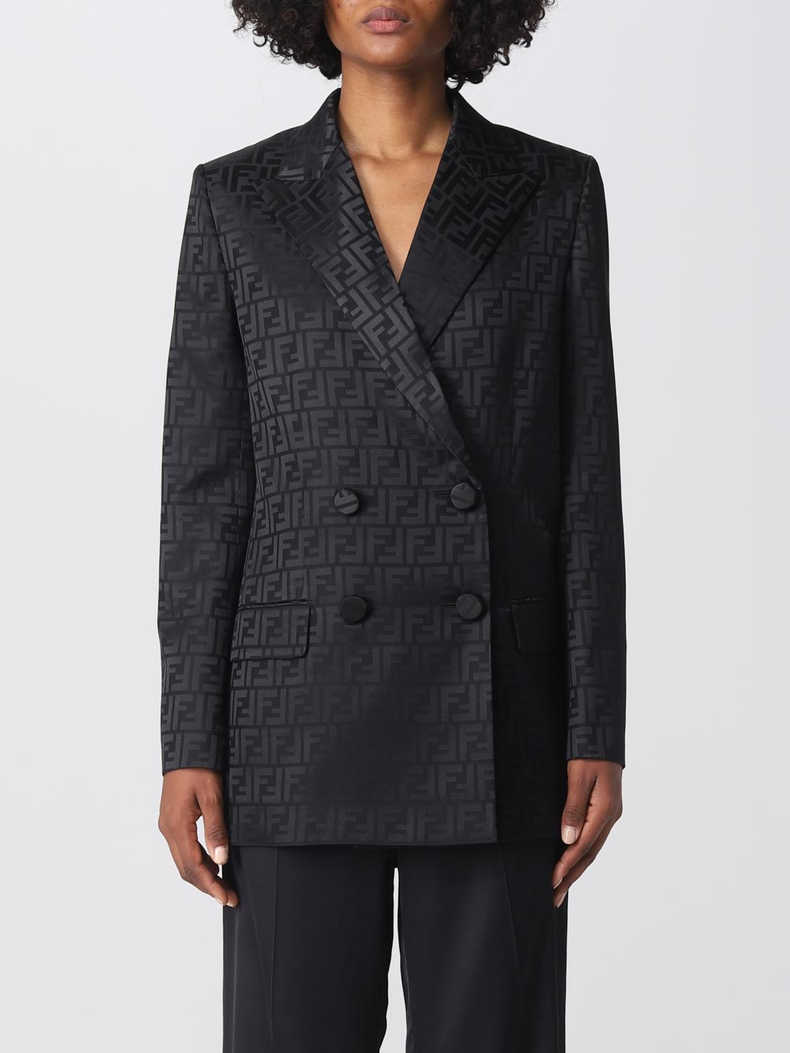 FENDI: Blazer in crêpe di seta - Nero | Blazer Fendi FJ7236AJ0Z online ...