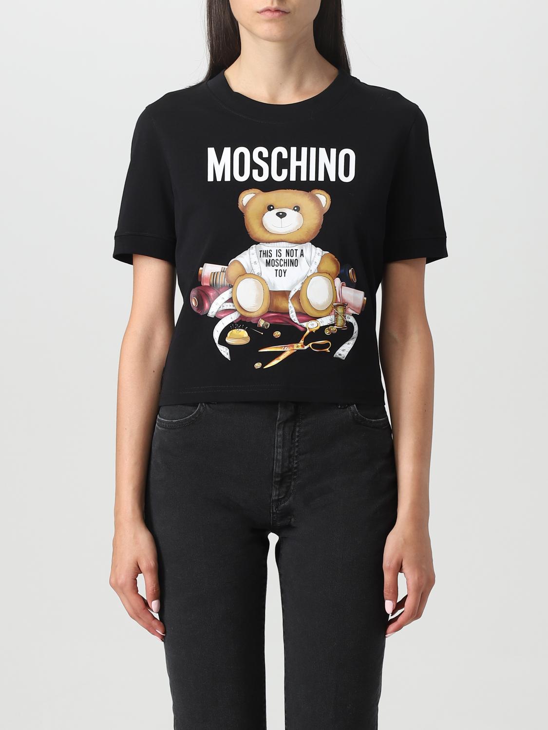 MOSCHINO COUTURE: jersey T-shirt with contrasting print - Black | Moschino Couture t-shirt ...