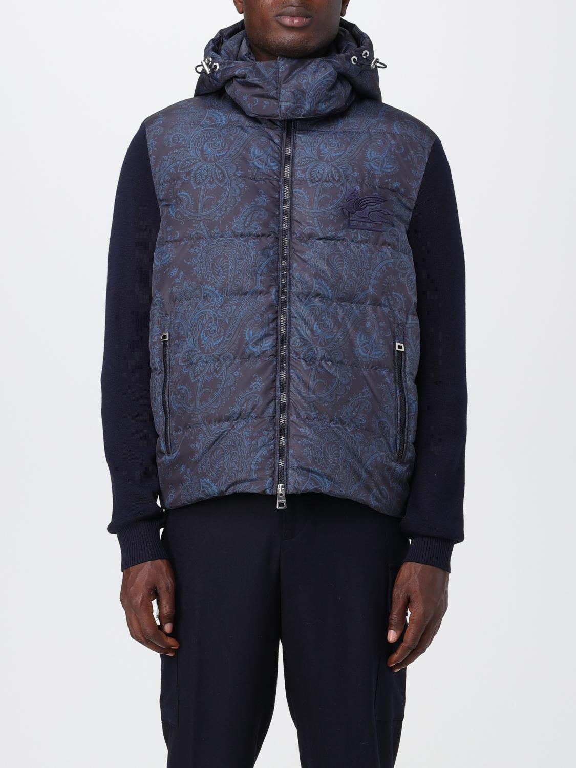 ETRO: down jacket in nylon with Paisley pattern - Blue | Etro jacket ...