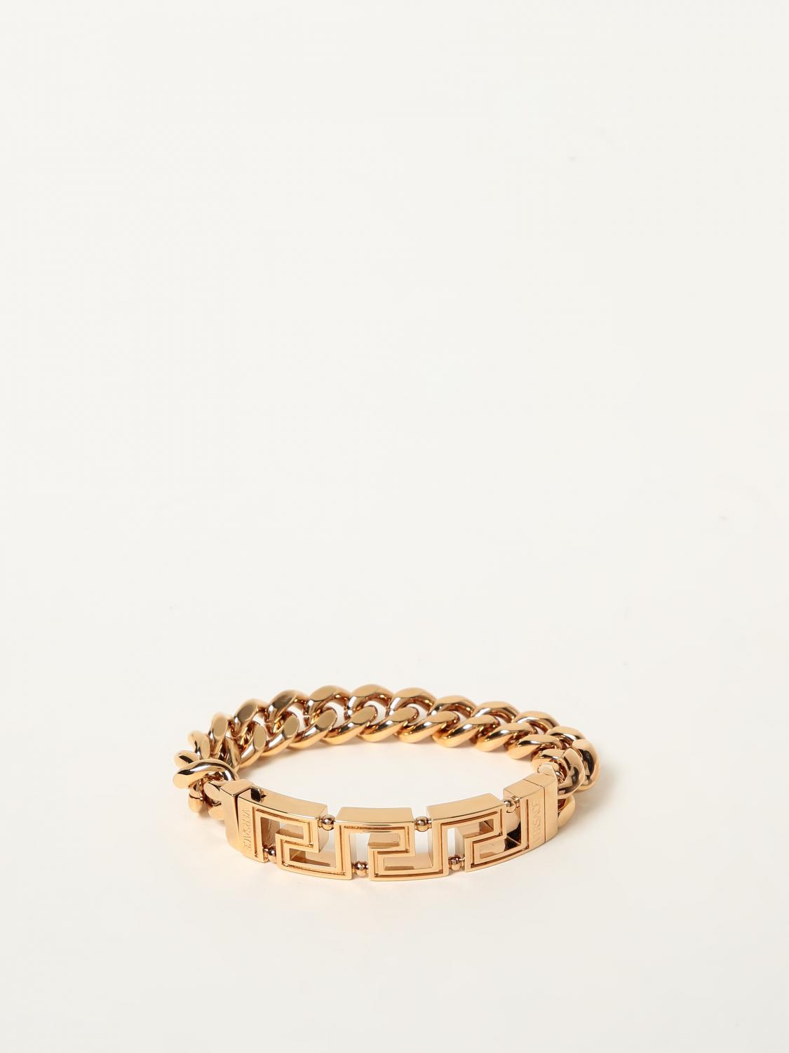 VERSACE: La Greca bracelet in brass - Gold | Versace jewel ...