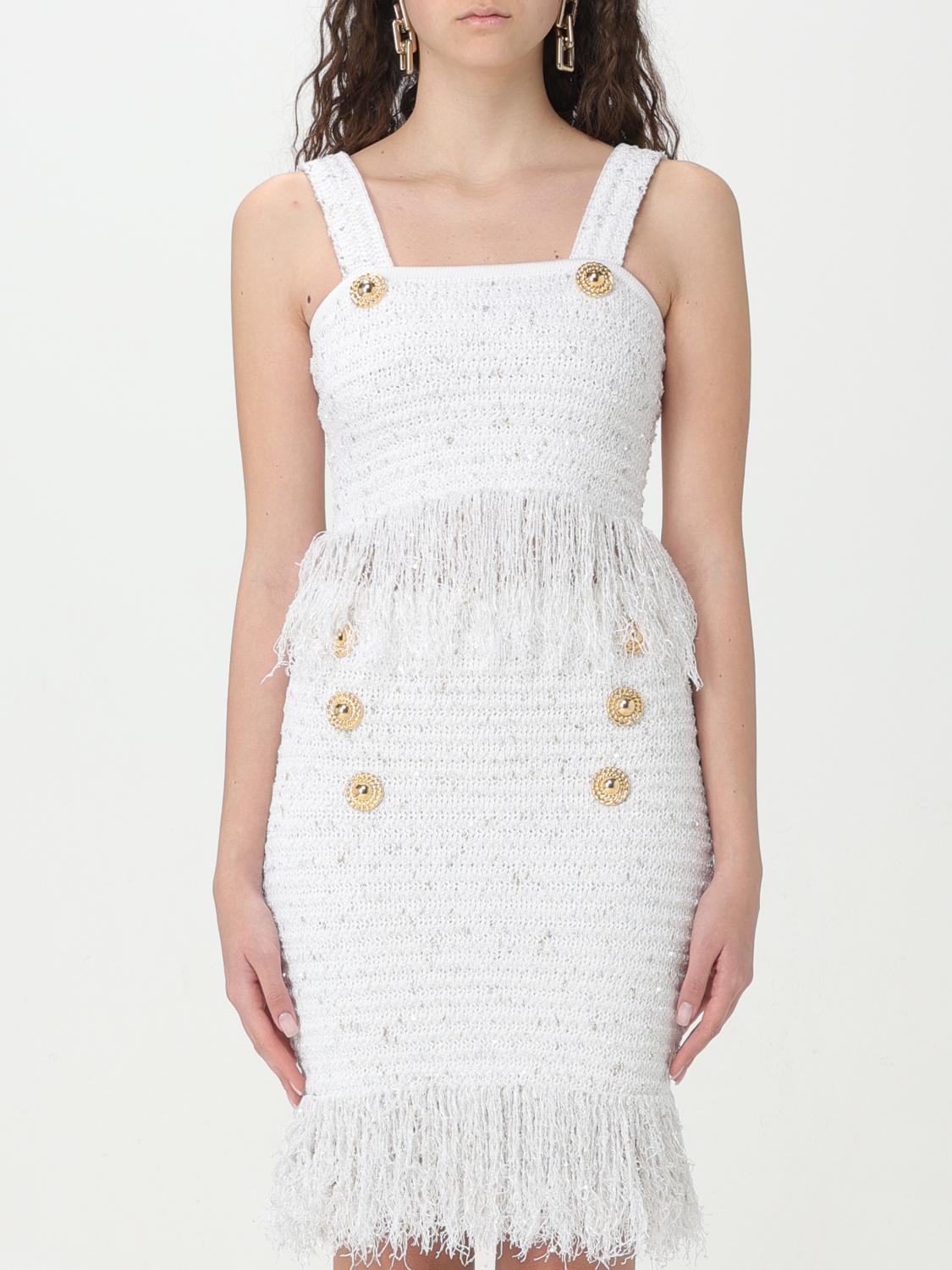 BALMAIN: Top woman - White | Balmain top CF1AA011KF46 online at GIGLIO.COM