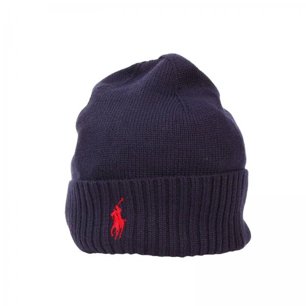 Lana Coste Con Svolta Merino Cappello Polo Ralph Lauren Uomo Blue
