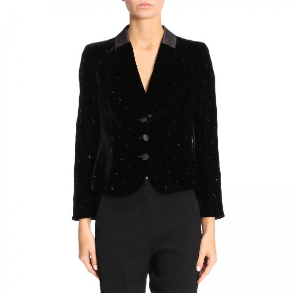 Armani Collezioni Outlet: Giacca destrutturata in velluto e raso con ... Armani Collezioni Outlet: Giacca destrutturata in velluto e raso con ...