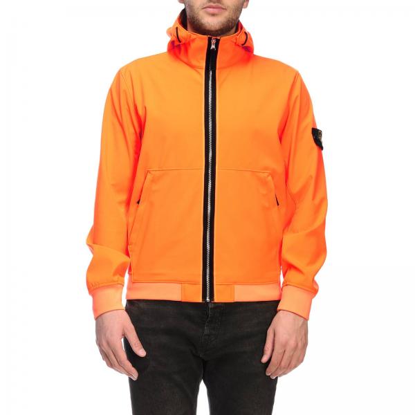 STONE ISLAND: Giubbotto Soft shell light con cappuccio - Arancione ... STONE ISLAND: Giubbotto Soft shell light con cappuccio - Arancione ...