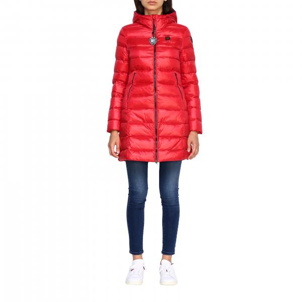 Blauer Outlet: Piumino light lungo in nylon semi lucido con cappuccio ... Blauer Outlet: Piumino light lungo in nylon semi lucido con cappuccio ...