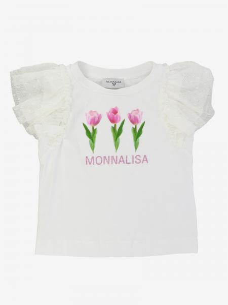 MONNALISA: T-shirt con logo e fiori - Bianco | T-Shirt Monnalisa ...
