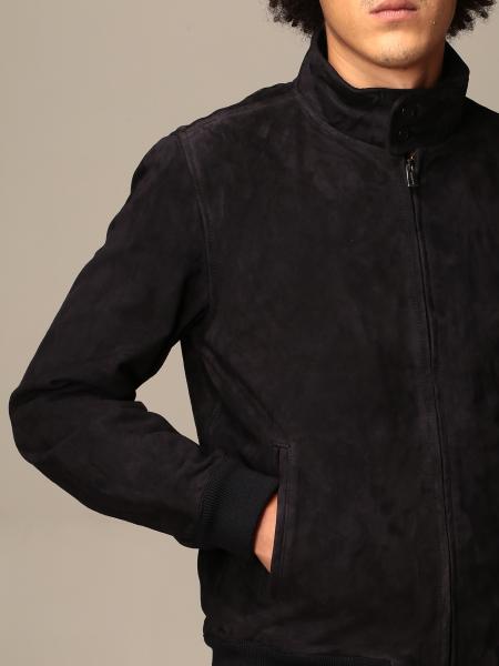 BROOKSFIELD: bomber jacket in suede - Blue | Jacket Brooksfield 207A ...