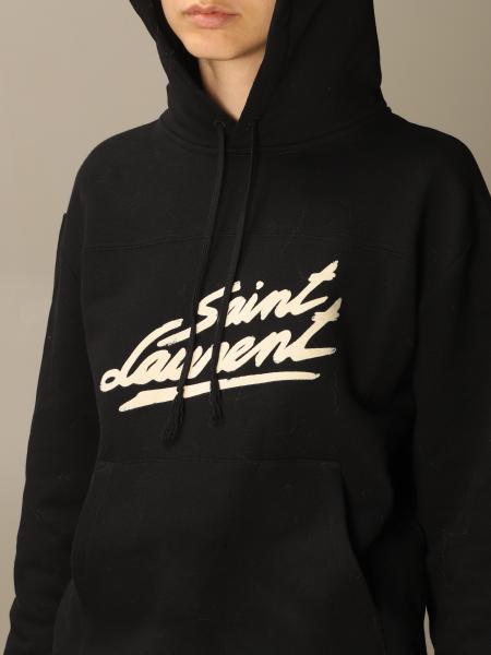 SAINT LAURENT: Felpa in cotone con logo - Nero | Felpa Saint Laurent ... SAINT LAURENT: Felpa in cotone con logo - Nero | Felpa Saint Laurent ...