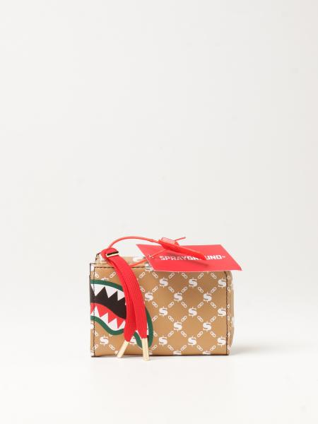 SPRAYGROUND: wallet in vegan leather with shark print - Beige ...