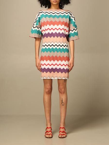 MISSONI: short dress in zigzag knit - Pink | Missoni dress MDG00995 ...