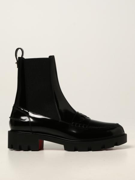 CHRISTIAN LOUBOUTIN: Montezu Lug flat ankle boot in patent leather ...