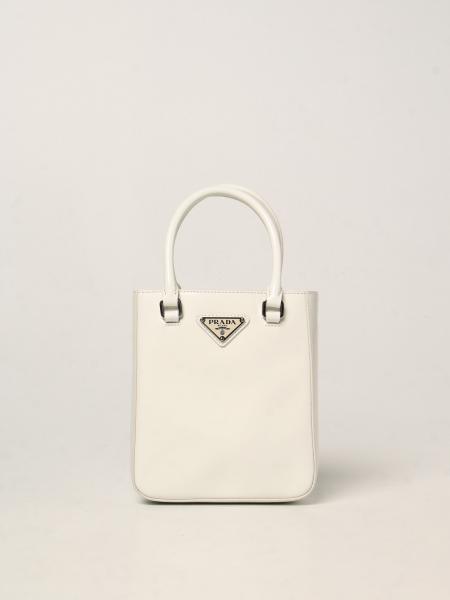 PRADA: Bolso en piel cepillada, Blanco | Mini Bolso Prada 1BA331 ZO6 en ...