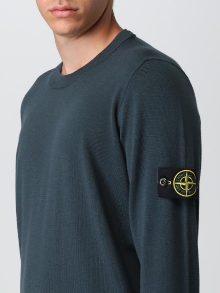 STONE ISLAND: Pull homme - Bleu Pétrole | Pull Stone Island 510C4 ...
