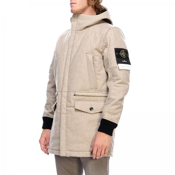 Stone Island Outlet: Coat men | Coat Stone Island Men Beige | Coat ...