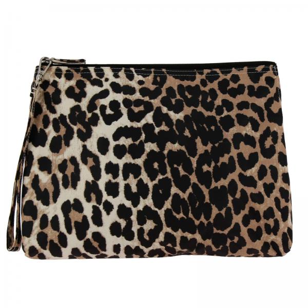 Ganni Outlet: Pochette in nylon a fantasia leopardata | Clutch Ganni ...