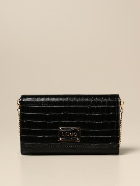 LIU JO Shoulder Bag In Crocodile Print Synthetic Leather Black liu-jo-shoulder-bag-in-crocodile-print-synthetic-leather-black