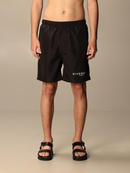 GIVENCHY: boxer swimsuit with logo - Black | Swimsuit Givenchy ...