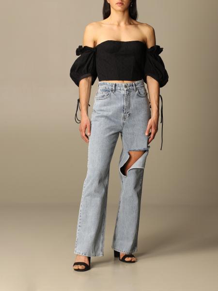 ROKH: Pants women | Jeans Rokh Women Blue | Jeans Rokh R1CA54 CT GIGLIO.COM